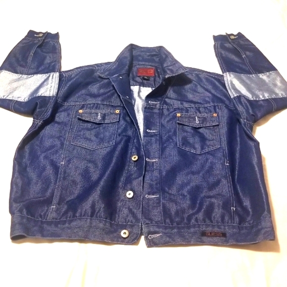 Guess | Jackets & Coats | Vintage Mens Guess Shiny Metallic Trucker ...
